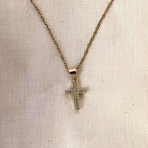 Accessories | Y2k Style Gold Chain Link Small Cross Jesus Necklace ...